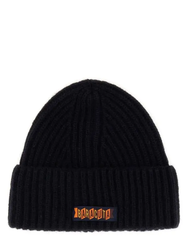 BARACUTA Beanie Hat With Logo Patch - Blue