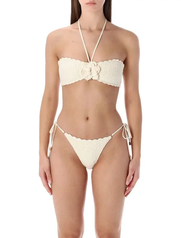 Zimmermann Awaken Crochet Flower Bikini - White