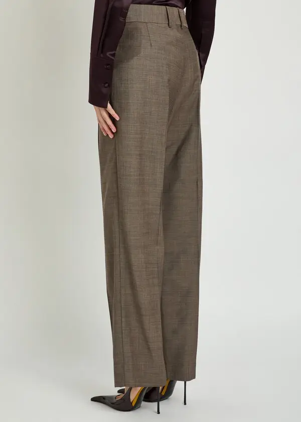 BLAZÉ MILANO Fox Pleated Straight-leg Wool-blend Trousers - Brown
