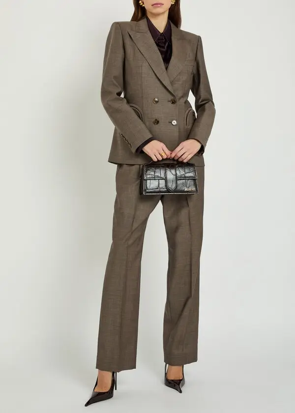 BLAZÉ MILANO Fox Pleated Straight-leg Wool-blend Trousers - Brown