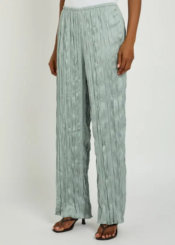 Staud Nami Plissé Trousers - Silver