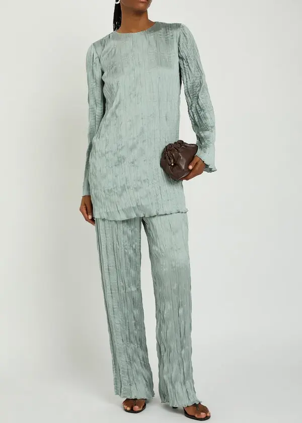 Staud Nami Plissé Trousers - Silver