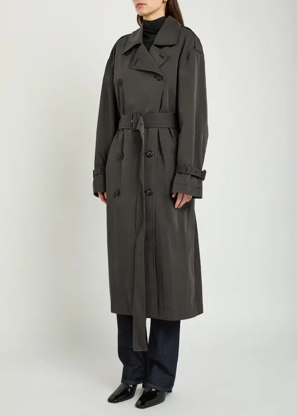 TOTEME Double-breasted Belted Cotton-blend Trench Coat - Black