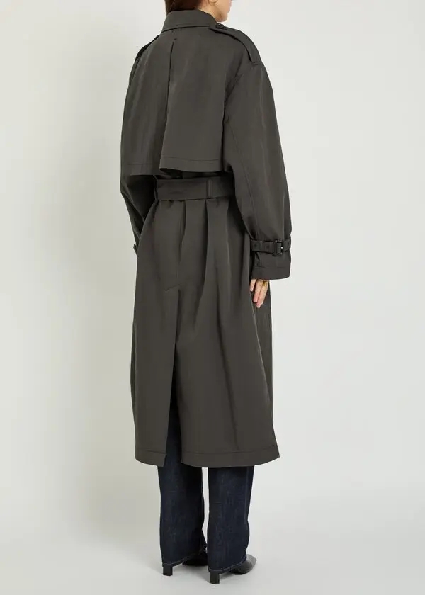 TOTEME Double-breasted Belted Cotton-blend Trench Coat - Black