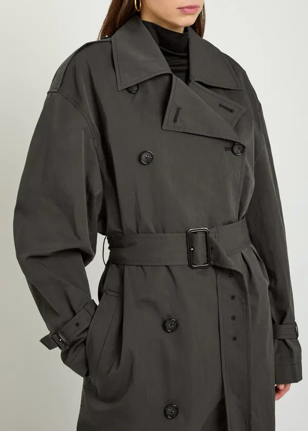 TOTEME Double-breasted Belted Cotton-blend Trench Coat - Black