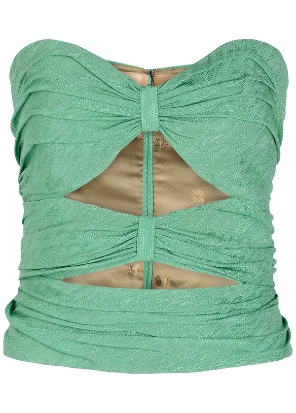 BLAZÉ MILANO Eva Pleated Cut-out Silk Top