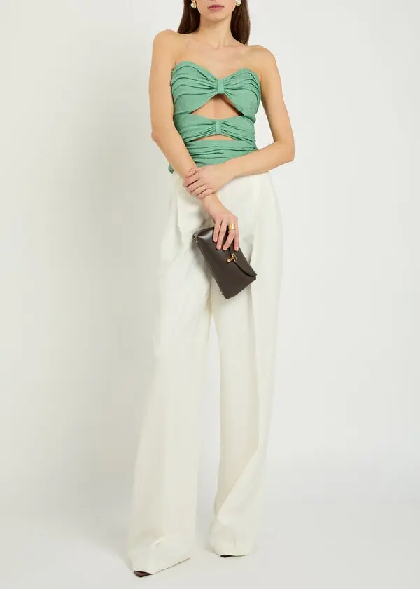 BLAZÉ MILANO Eva Pleated Cut-out Silk Top