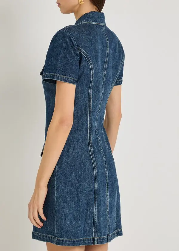 Alice + Olivia Jamie Collared Mini Shirt Dress - Denim
