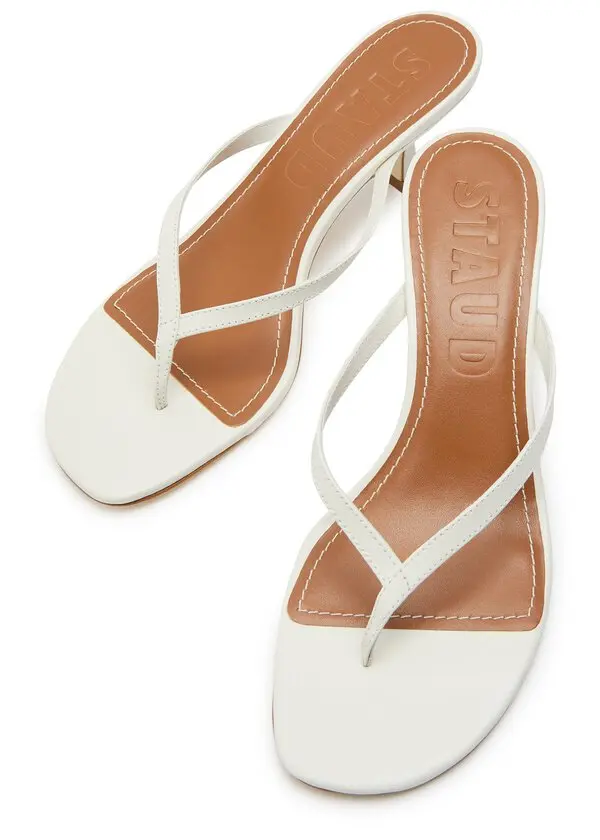 Staud Freja 60 Leather Mules - White
