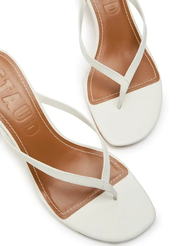 Staud Freja 60 Leather Mules - White