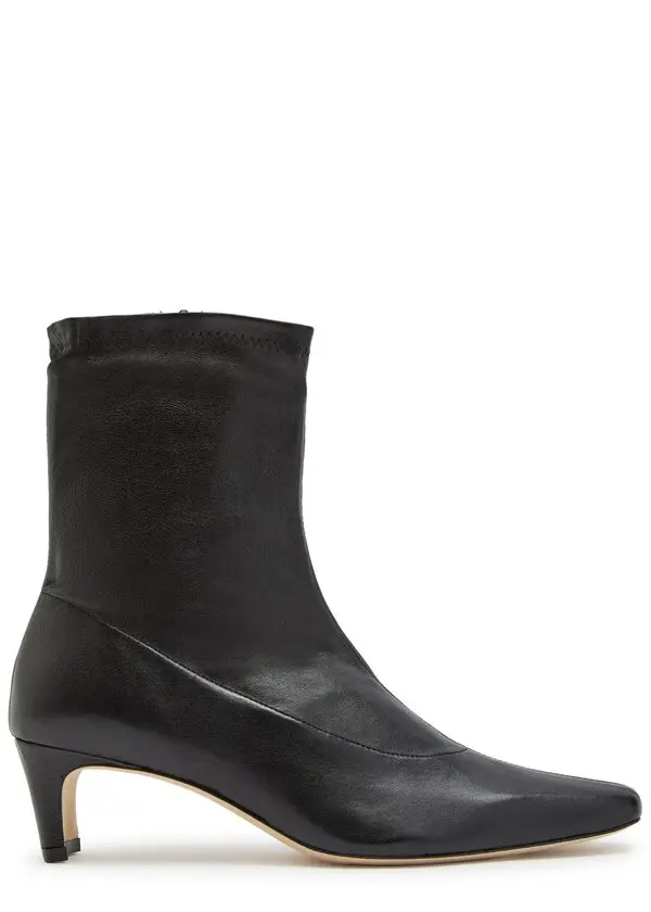 Staud Wally Leather Ankle Boots - Black