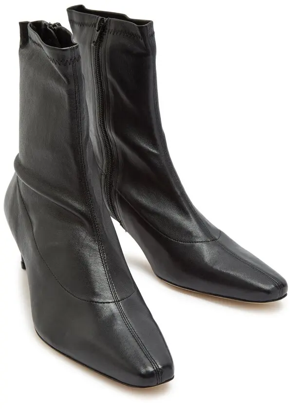 Staud Wally Leather Ankle Boots - Black