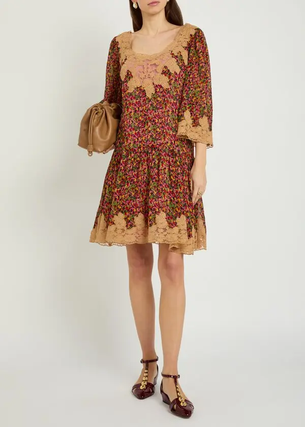 BODE Confetti Floral Silk Mini Dress - Multicoloured 1