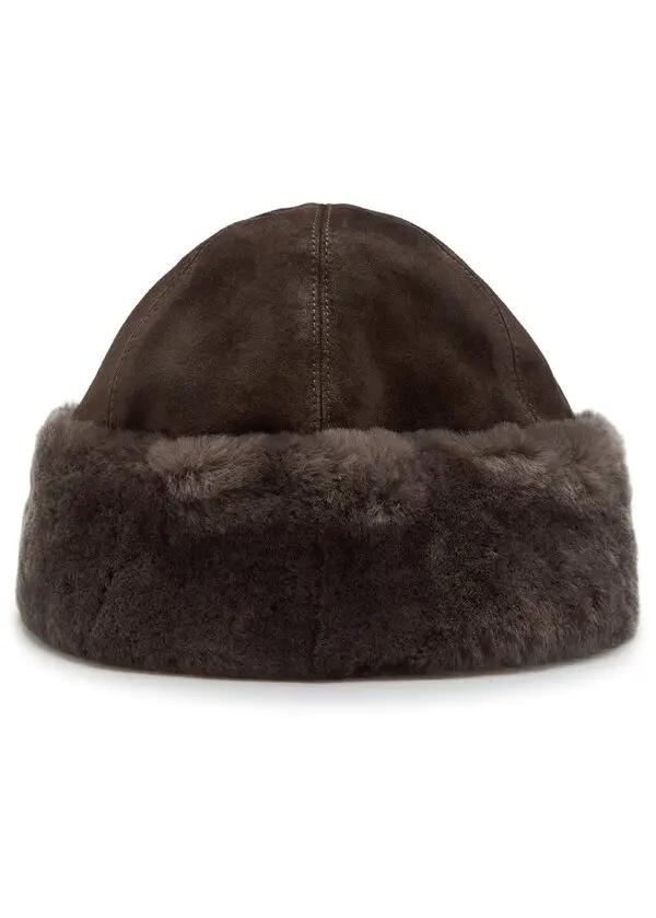 Nour Hammour Toki Suede And Shearling Hat - Brown