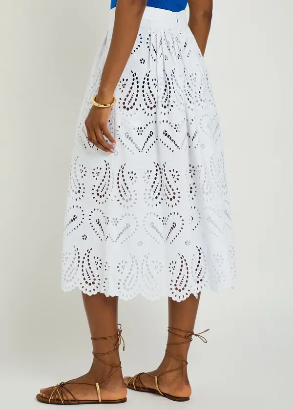 Etro Pleated Embroidered Cotton-blend Midi Skirt