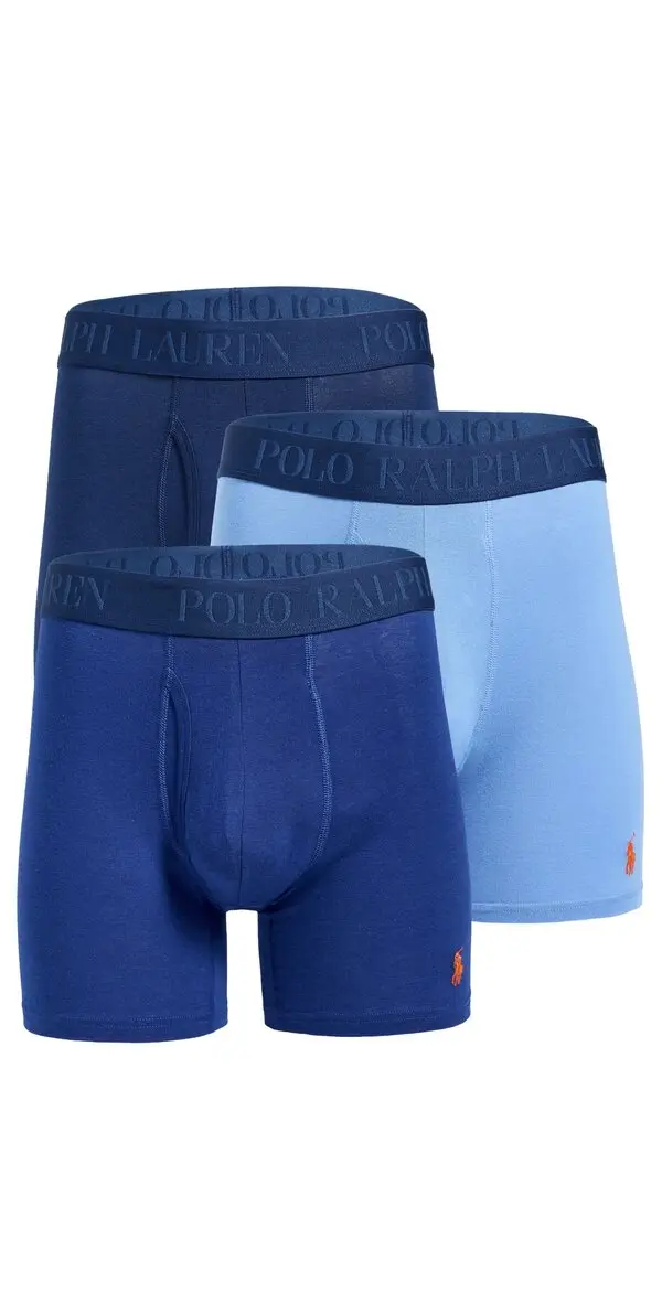 Polo Ralph Lauren 4d Flex Cotton Modal Boxer Briefs 3 Pack - Blueflower/rugbyroyal/sapphire