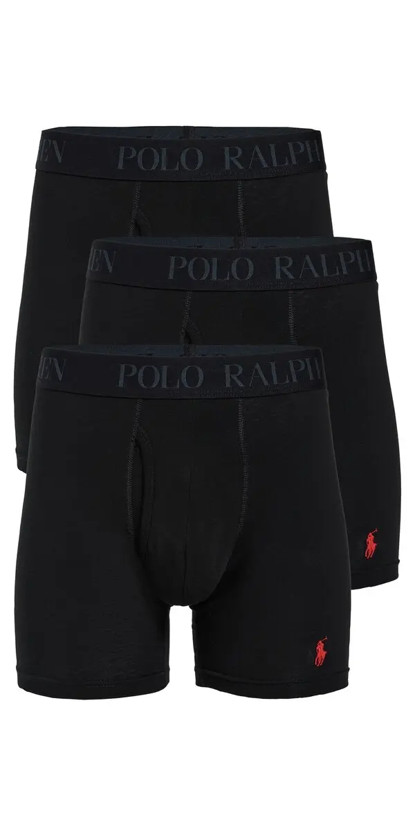 Polo Ralph Lauren 4d Flex Cotton Modal Boxer Briefs 3 Pack - Polo Black