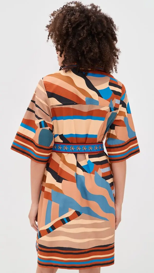 Las Surenas Printed Mini Shirt Dress With Belt