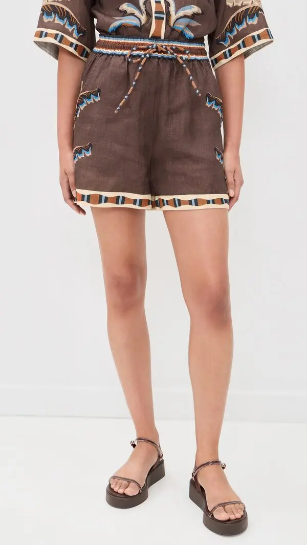 Las Surenas Printed Linen Shorts