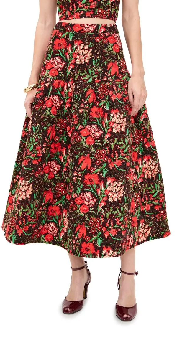 Hunter Bell Floral Print Velveteen Remy Skirt