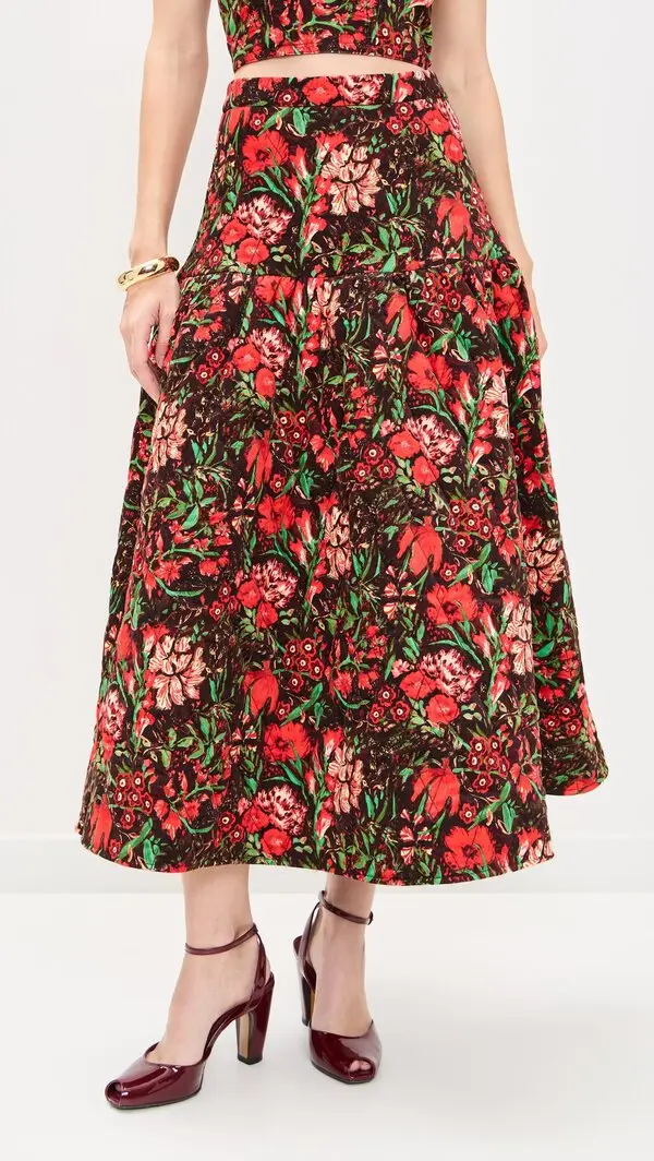 Hunter Bell Floral Print Velveteen Remy Skirt