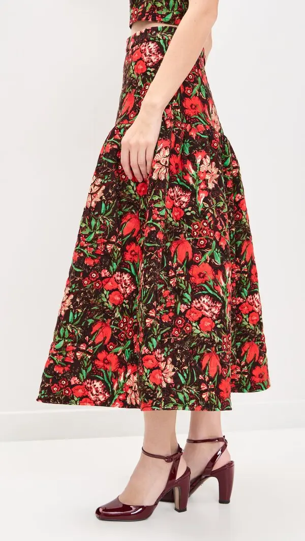 Hunter Bell Floral Print Velveteen Remy Skirt