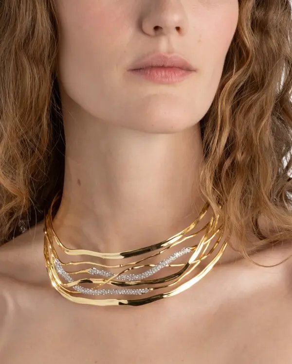 Alexis Bittar Solanales Crystal Woven Collar Necklace - Gold