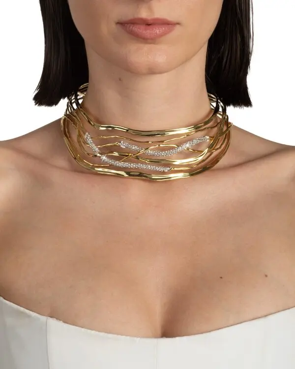 Alexis Bittar Solanales Crystal Woven Collar Necklace