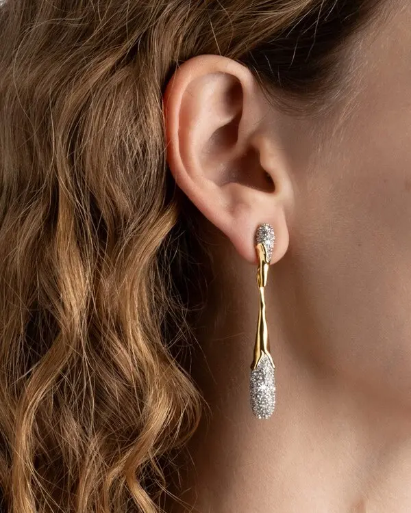 Alexis Bittar Solanales Linear Crystal Teardrop Earrings - Gold