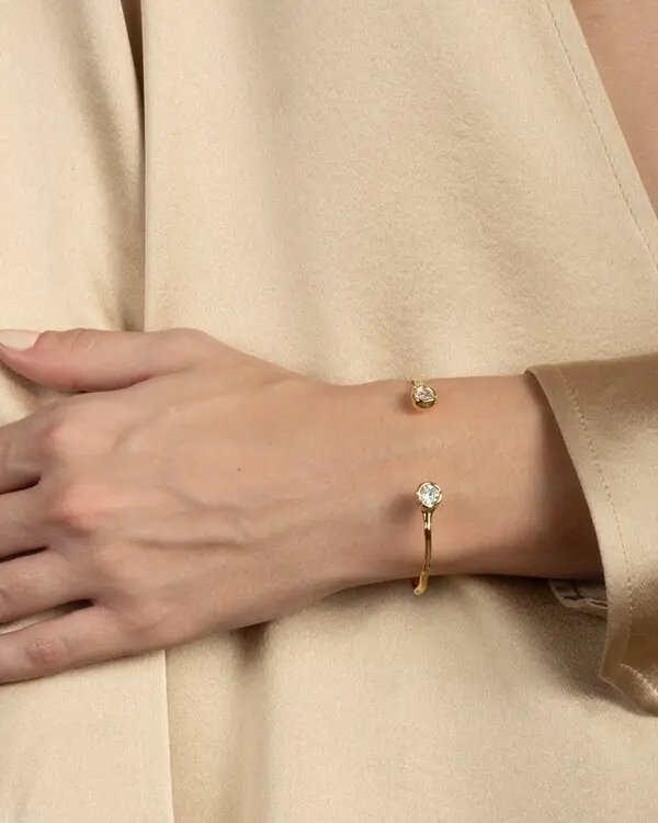 Alexis Bittar Asterales Crystal Skinny Capped Cuff Bracelet - Gold