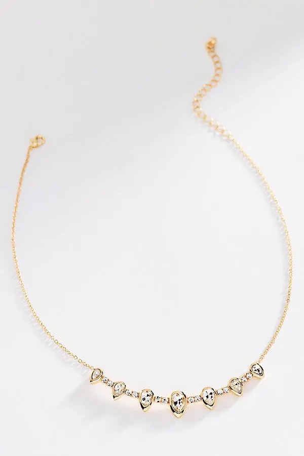 Anthropologie Crystal Ensemble Necklace - Gold