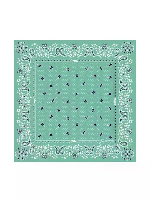 Longchamp French Bandana Silk Scarf - Green