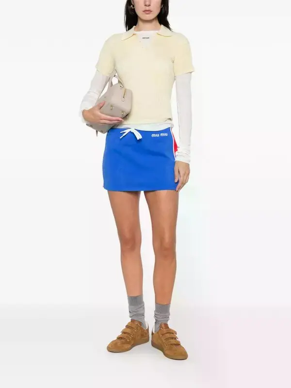 Miu Miu Logo Stripe Mini Skirt