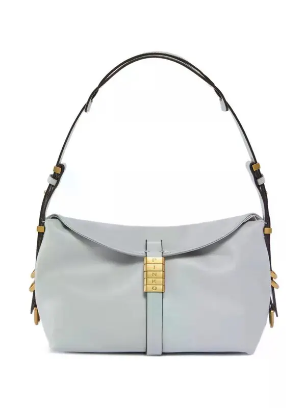 Pinko Saddle Leather Shoulder Bag - Grey