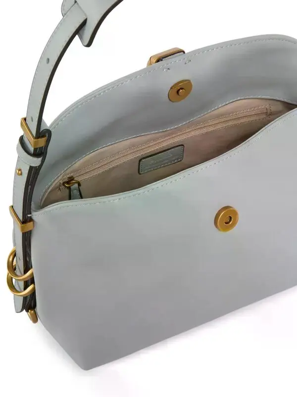 Pinko Saddle Leather Shoulder Bag - Grey