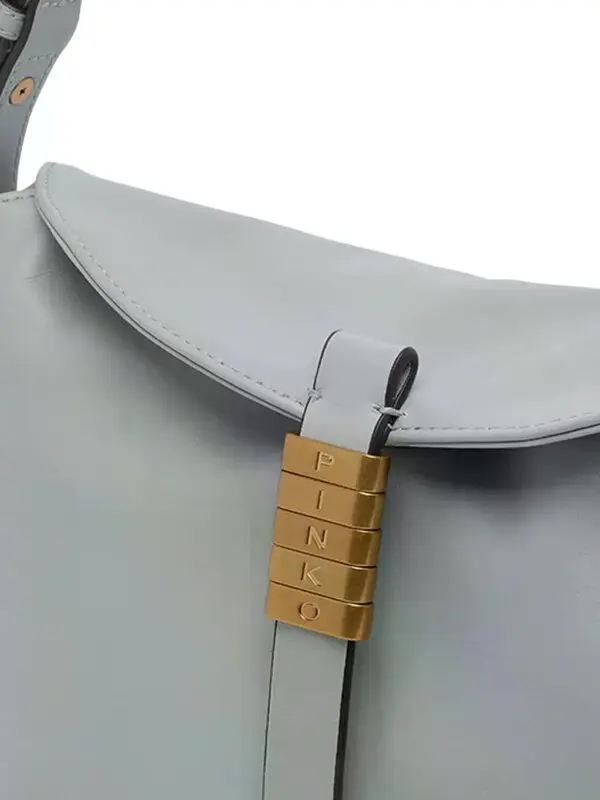 Pinko Saddle Leather Shoulder Bag - Grey