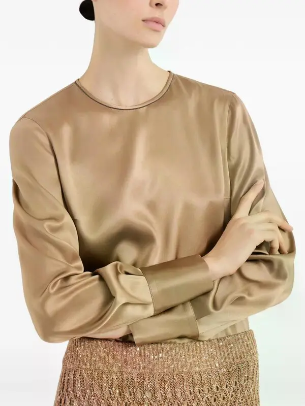 Brunello Cucinelli Monili-detail Long-sleeve Blouse
