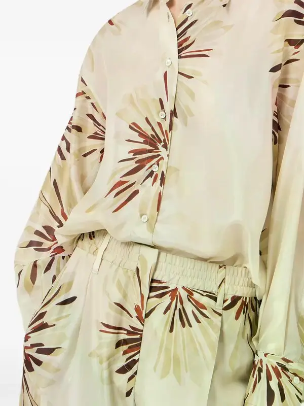 Brunello Cucinelli Bloom Print Monili-detail Shirt - Neutrals