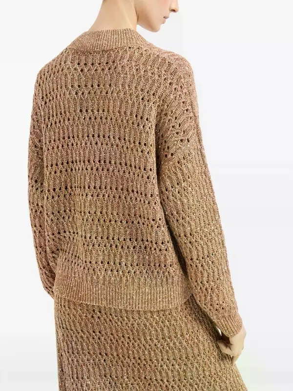 Brunello Cucinelli Sequined Braided Zip Cardigan