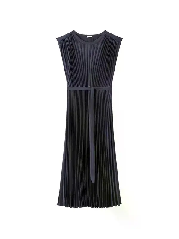 JOSEPH Volta Plissé Midi Dress - Blue