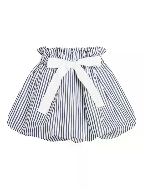 PATOU Striped Mini A-line Skirt With Bow - Blue