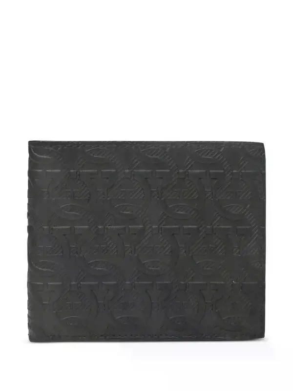 FERRAGAMO Gancini-embossed Bi-fold Wallet - Black