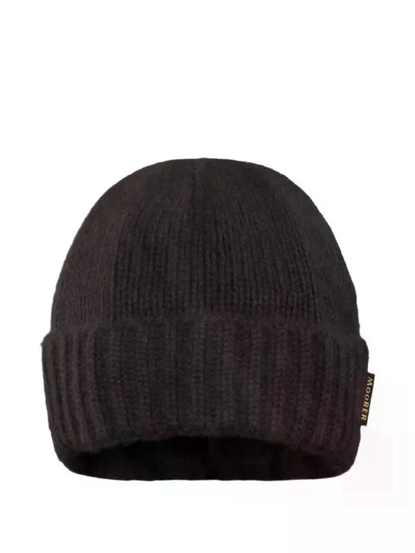 MOORER Ribbed Knit Beanie - Black