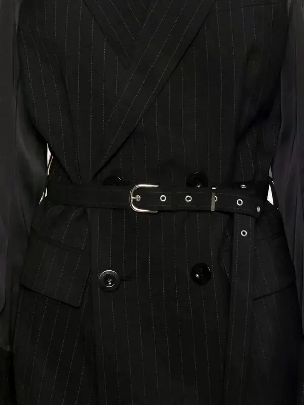 Sacai Pinstripe Belted Blazer