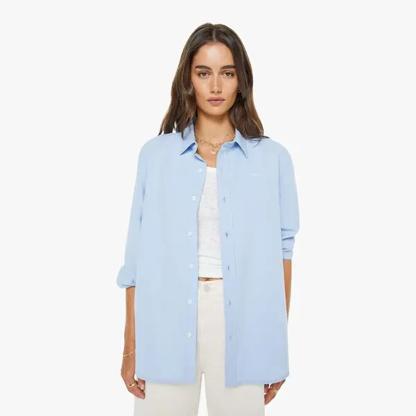 MOTHER The Bestie Embroidered Shirt - Light Blue