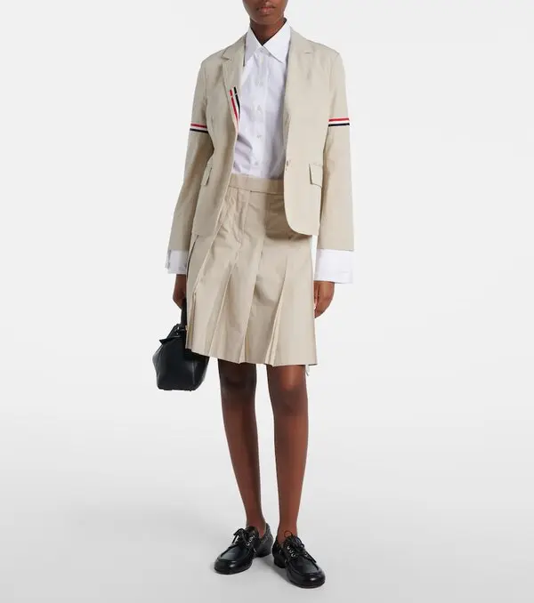 Thom Browne Pleated Cotton Twill Miniskirt