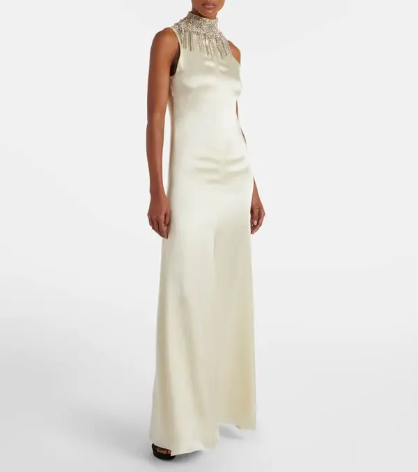 Alexander McQueen Embellished Satin Gown
