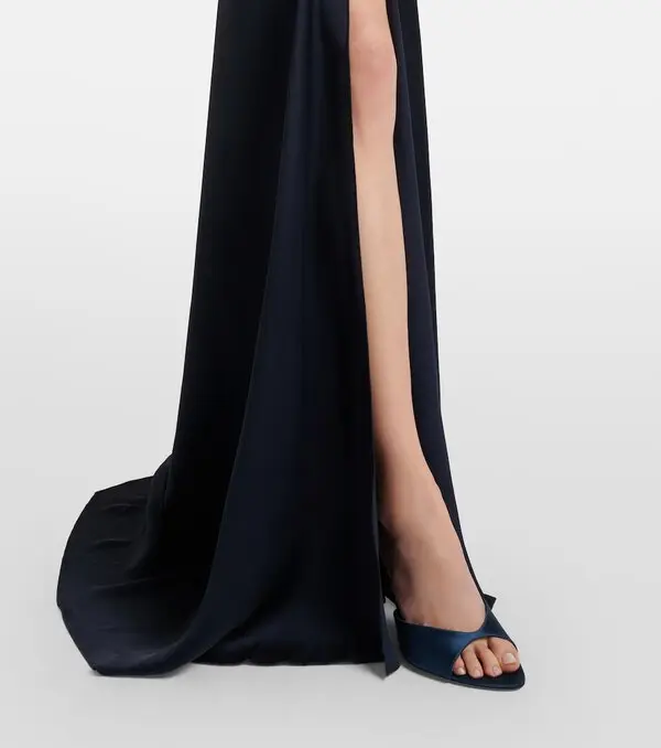 Victoria Beckham Chain-detail Draped Gown - Blue