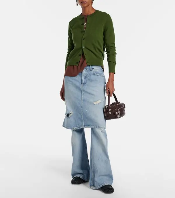 Acne Studios Distressed Layered Wide-leg Jeans