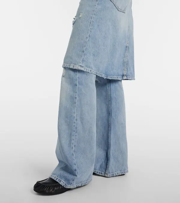 Acne Studios Distressed Layered Wide-leg Jeans